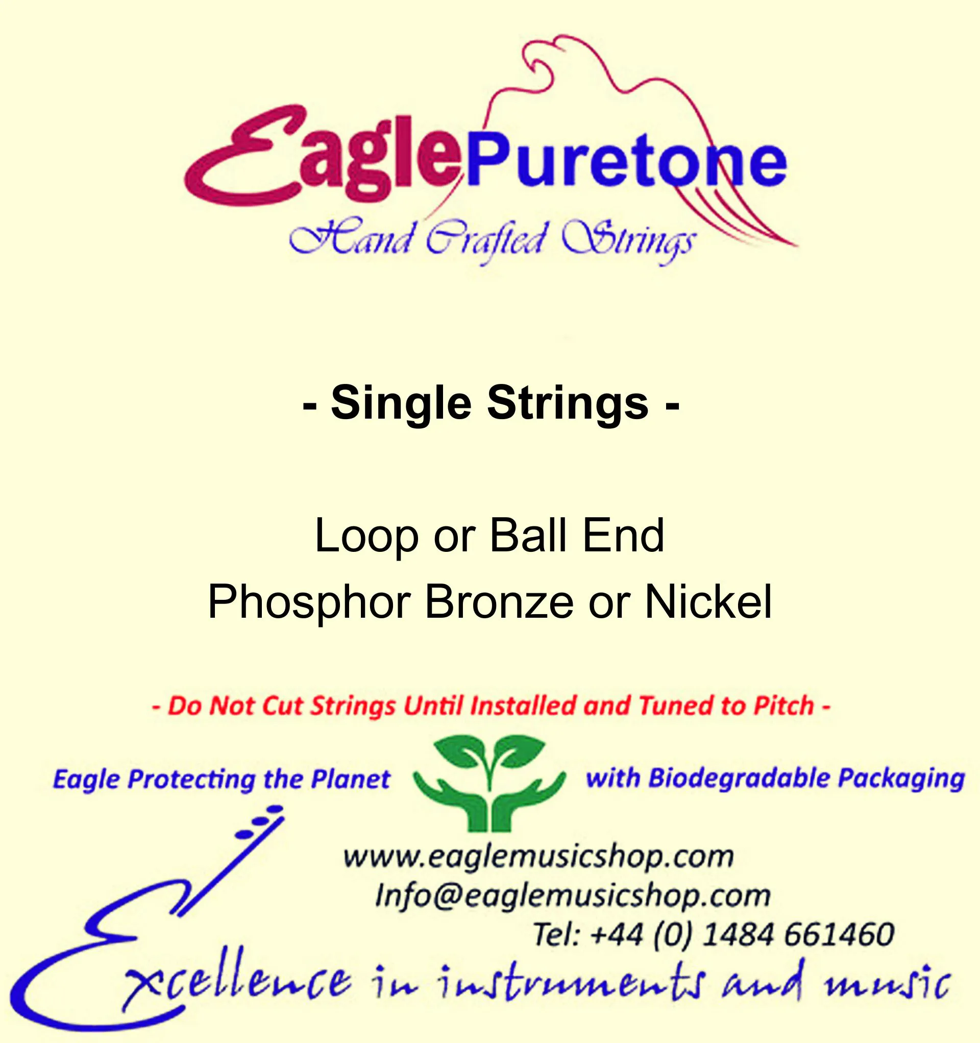 Hand crafted Eagle Puretone Single Plain Instrument Strings