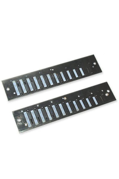Harmonica reed plates from Seydel, Hering, Hohner, Lee Oskar and Suzuki.