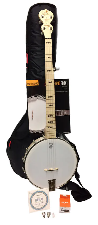Beginners banjo packs for 4 string, 5 string and 6 string banjos